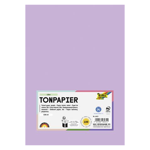 Folia Színes papír, A4, 130 g, 100 lap, FOLIA, halvány orgonalila ...